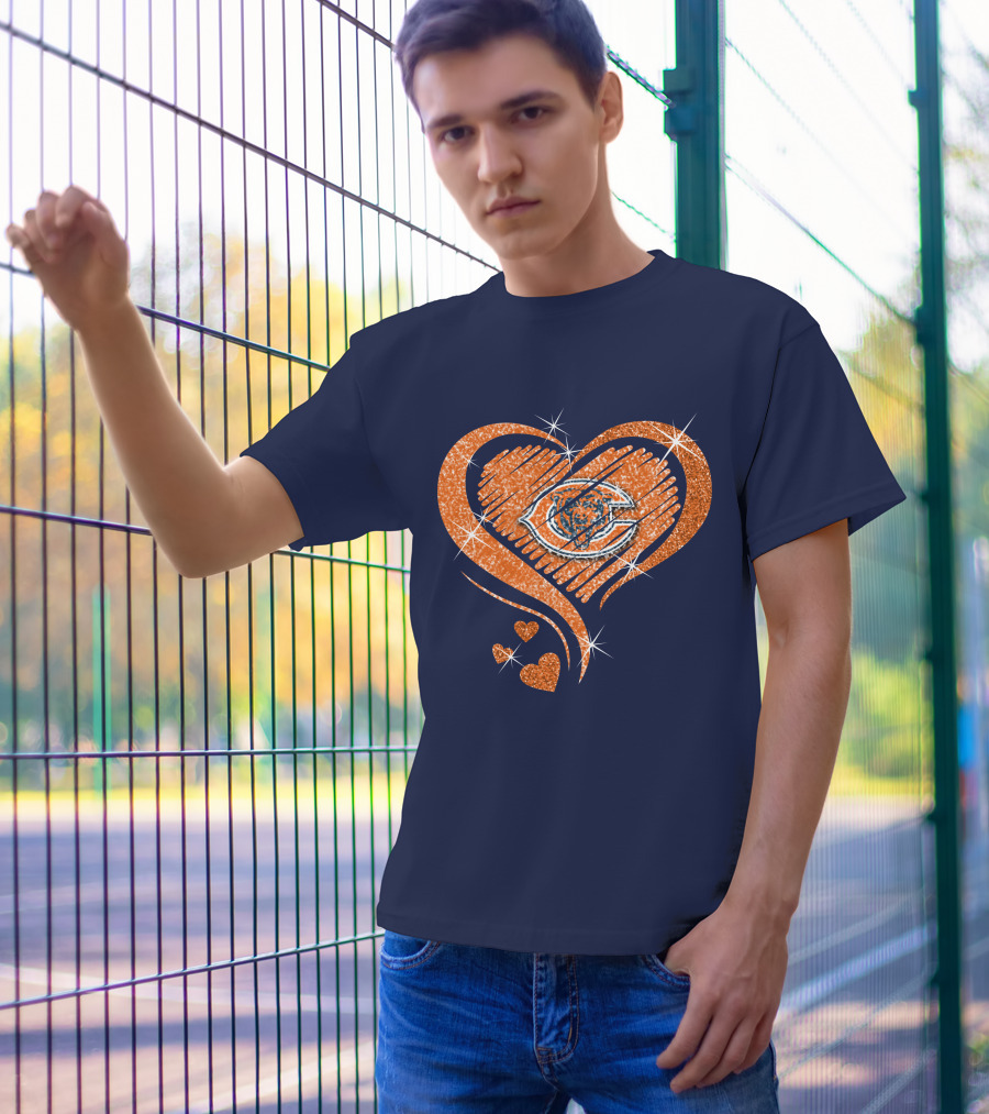 Heart Diamond Chicago Bears Sparkle Hearts T-Shirt