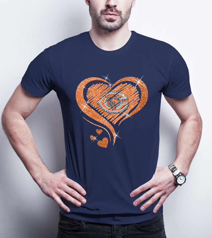 Heart Diamond Chicago Bears Sparkle Hearts T-Shirt