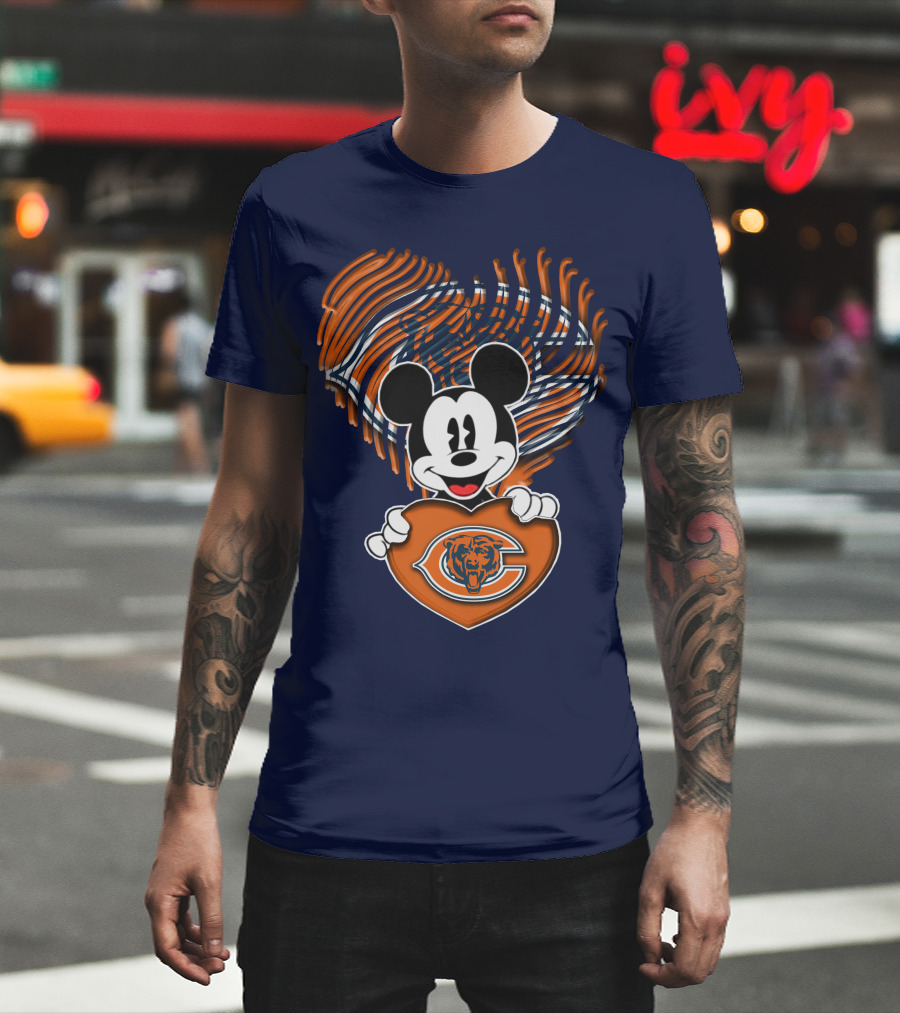 Mick Chicago Bears Heart Logo Fan T-Shirt