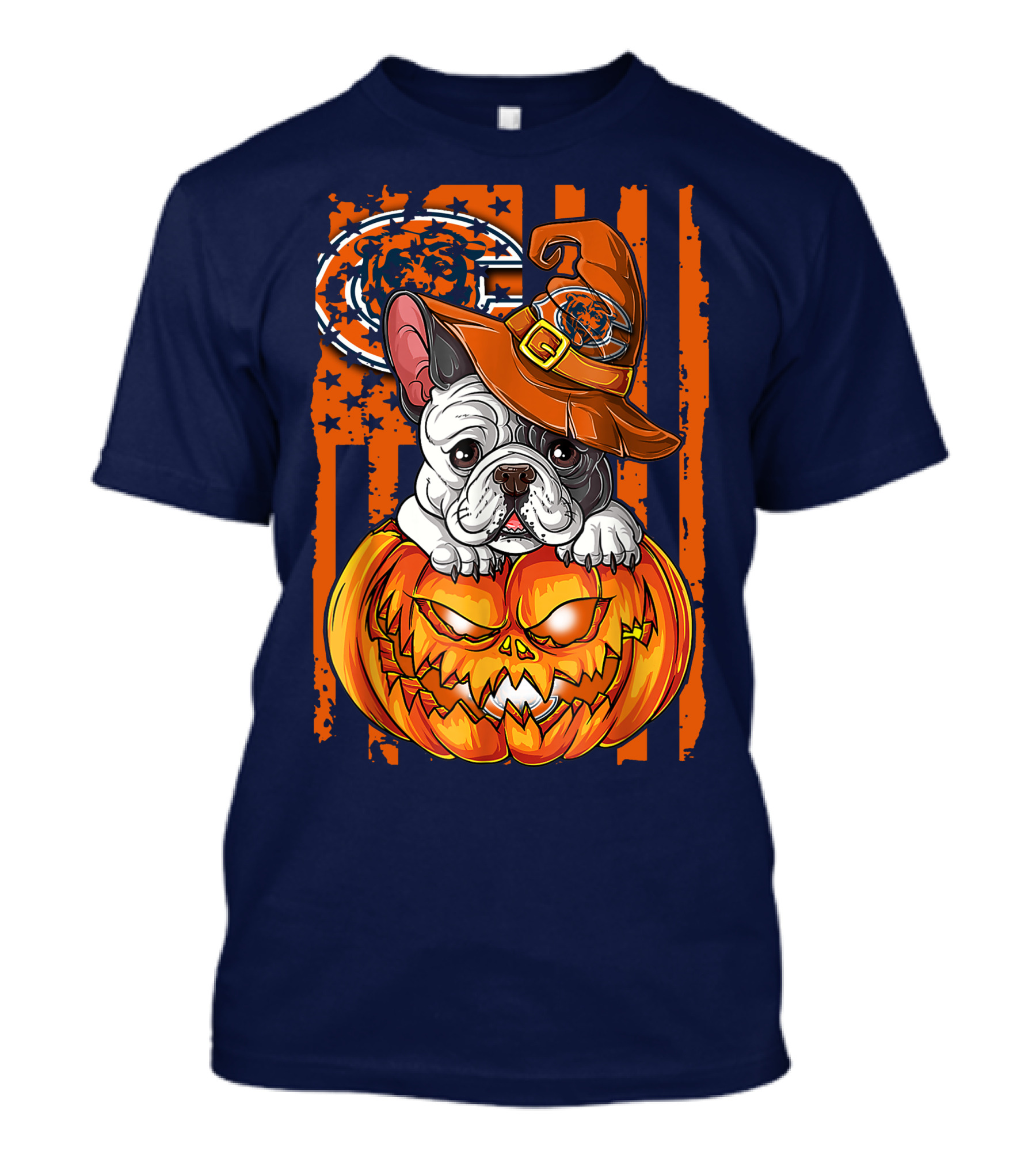 Hlw Bulldog Chicago Bears Halloween Pumpkin Dog T-Shirt