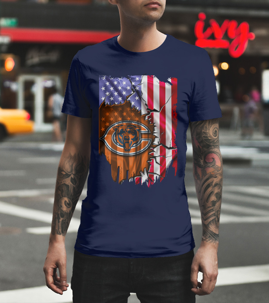 American Flag Chicago Bears Logo Stars Stripes T-Shirt