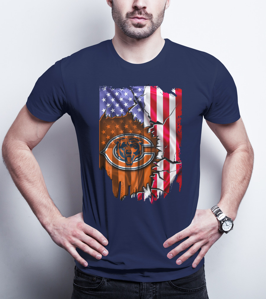American Flag Chicago Bears Logo Stars Stripes T-Shirt