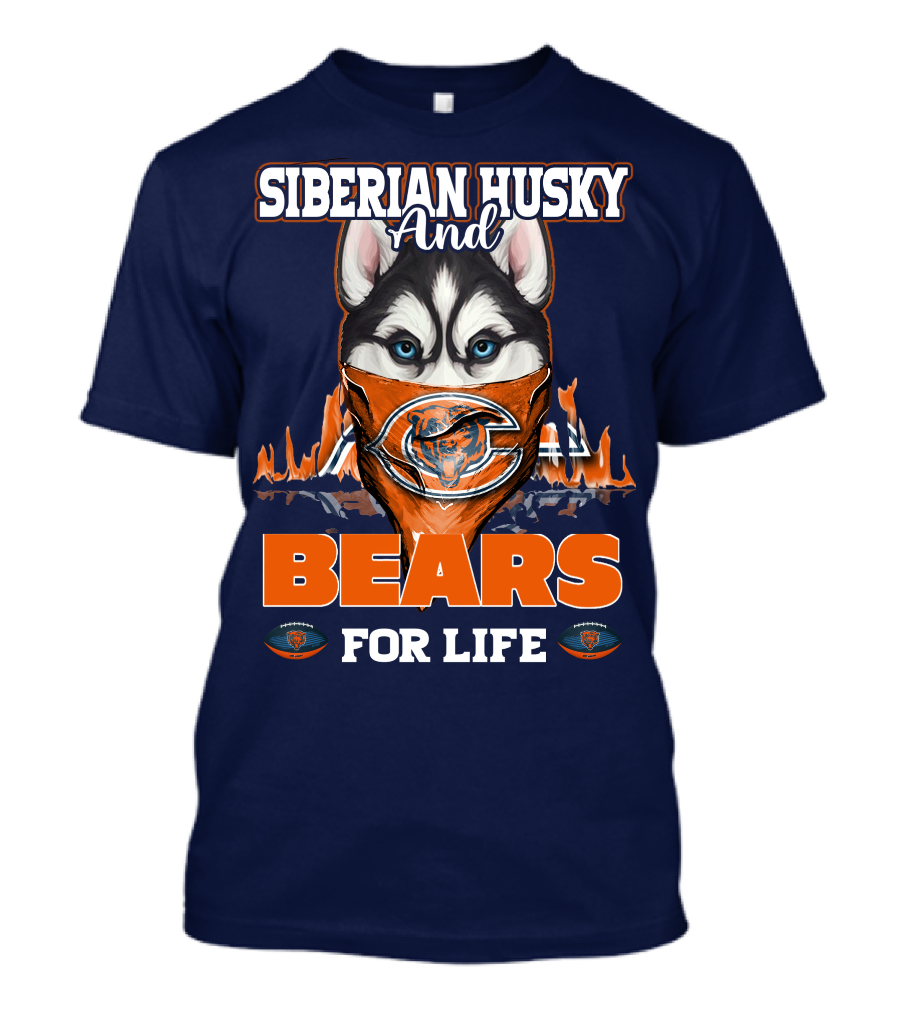 Siberian Husky And Bears For Life Chicago Bears T-Shirt