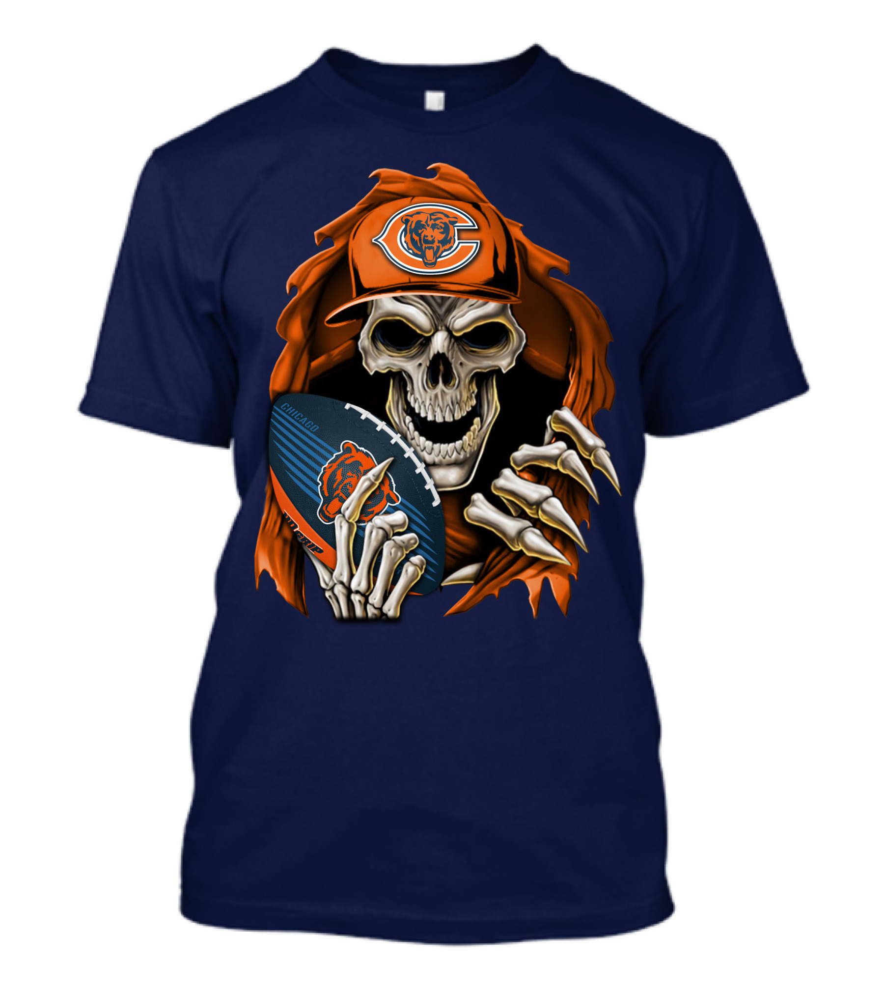Chicago Bears Skullbong Skeleton Football Fan T-Shirt