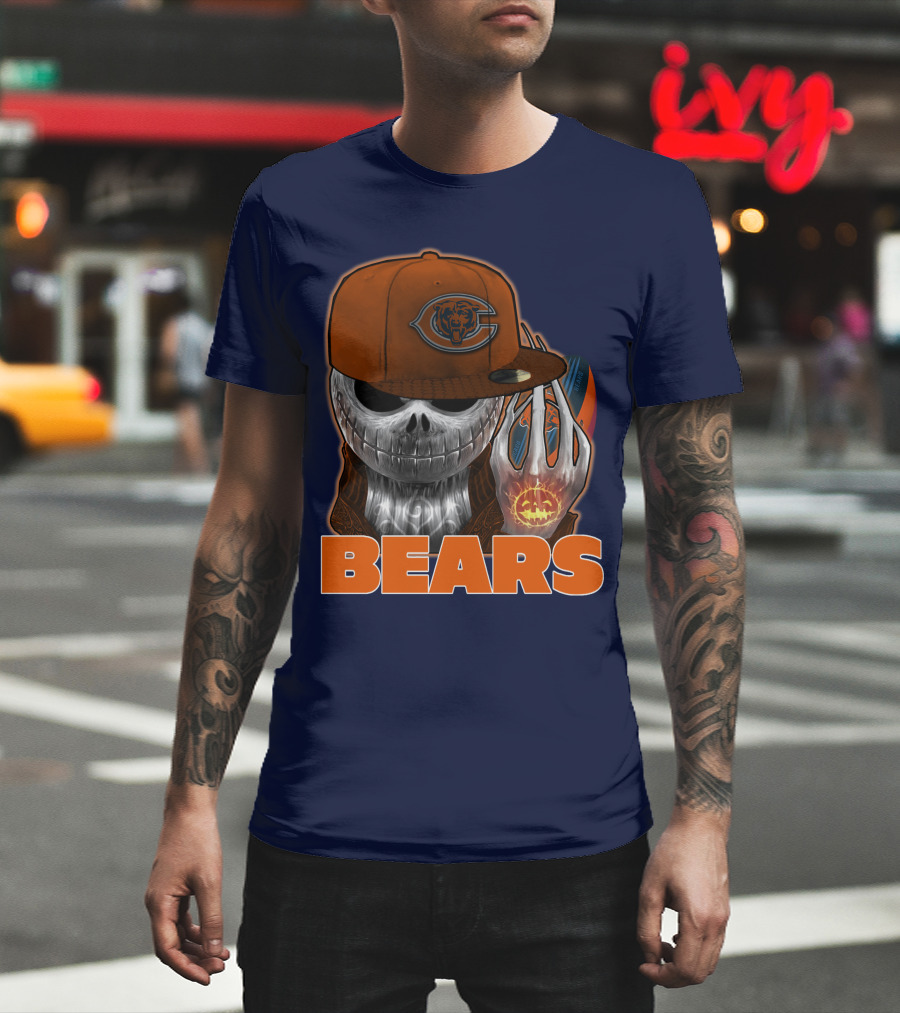 Jackskull BEARS CHICAGO Halloween Football Skeleton T-Shirt