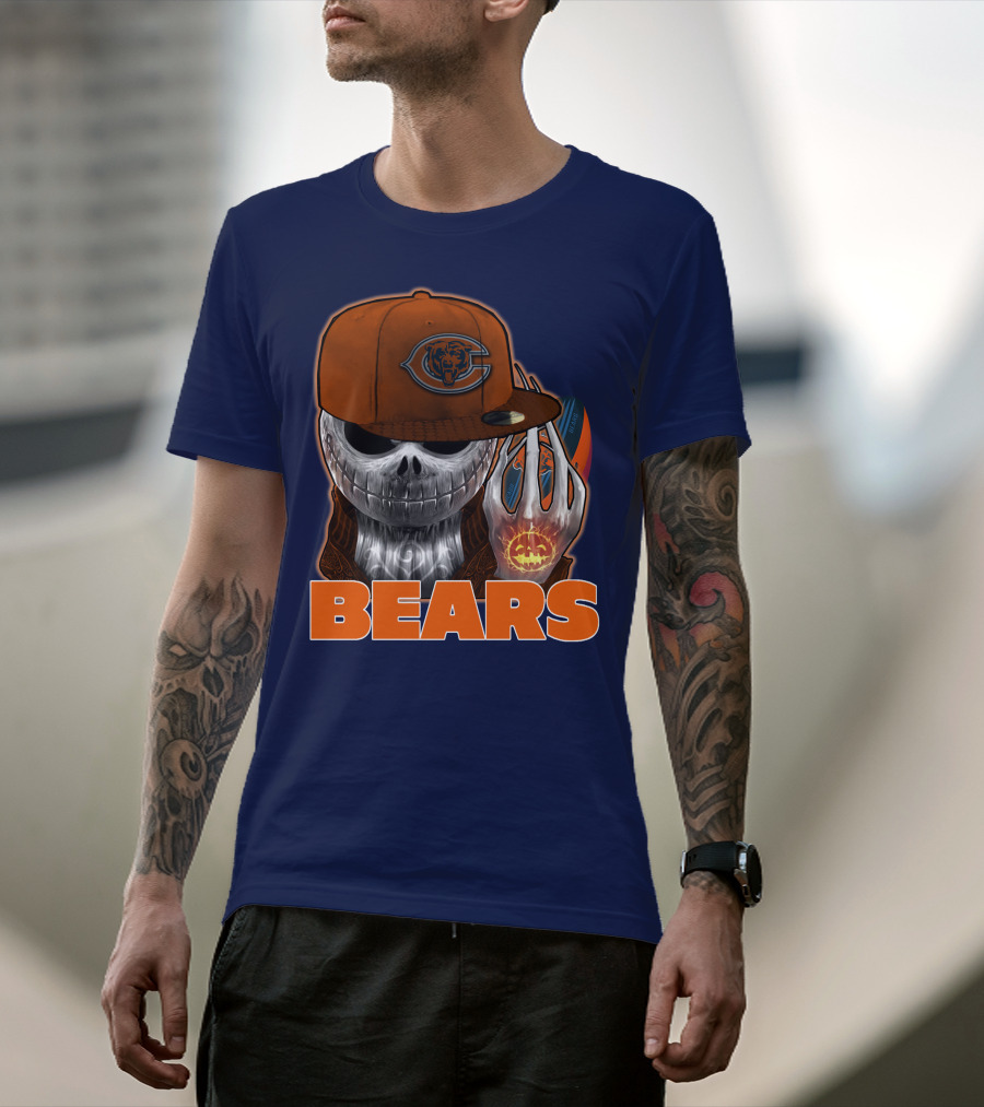Jackskull BEARS CHICAGO Halloween Football Skeleton T-Shirt