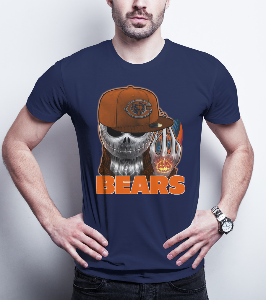 Jackskull BEARS CHICAGO Halloween Football Skeleton T-Shirt