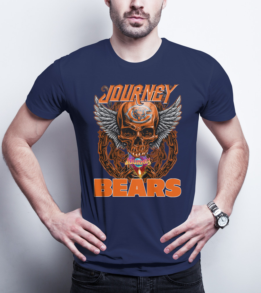 CHICAGO BEARS JOURNEY Skull Wings Chains T-Shirt