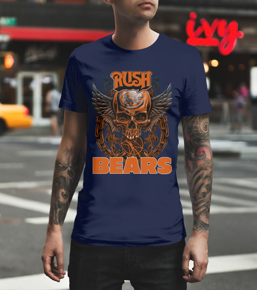 Rush Chicago Bears Skull Wings Chain T-Shirt
