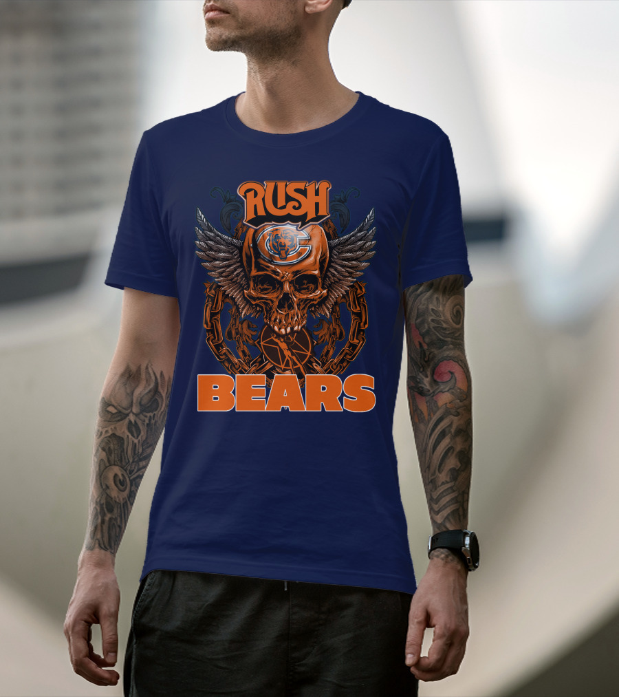 Rush Chicago Bears Skull Wings Chain T-Shirt