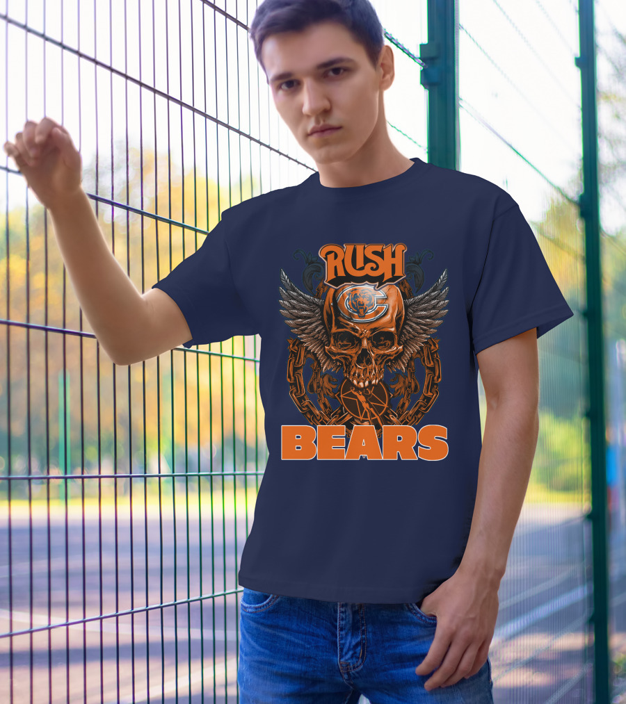 Rush Chicago Bears Skull Wings Chain T-Shirt