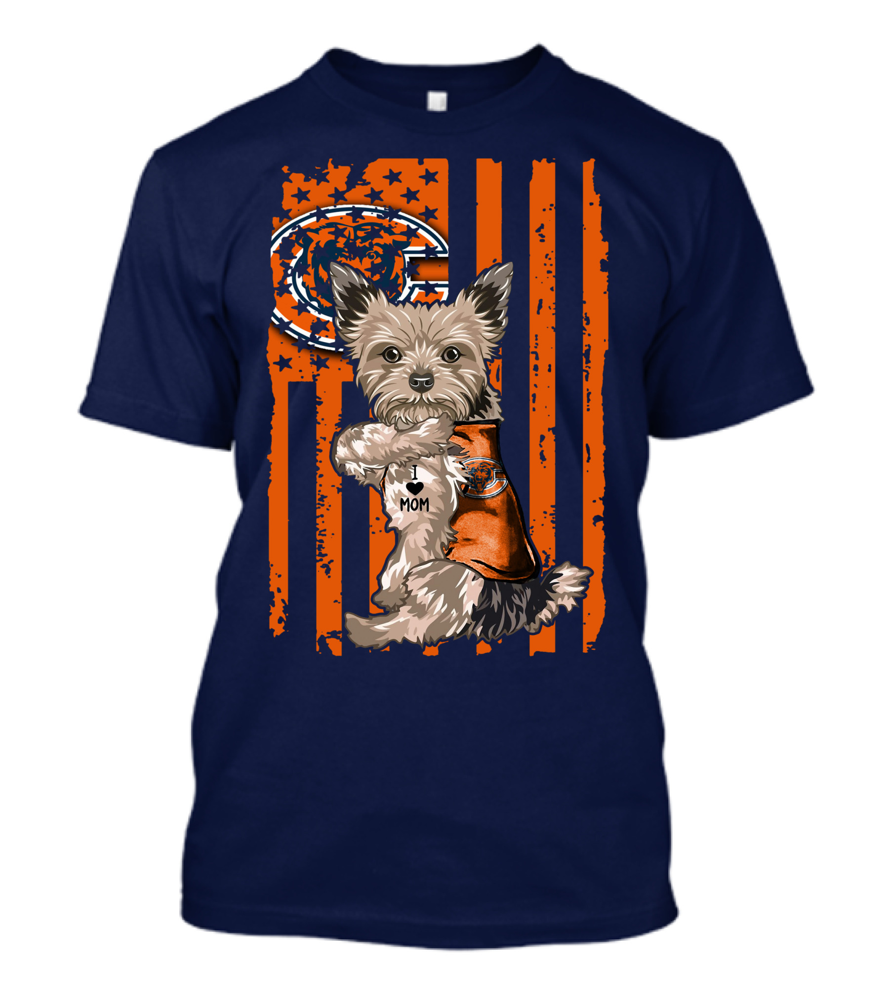Yorkshire Terrier I Love Mom CHICAGO BEARS T-Shirt