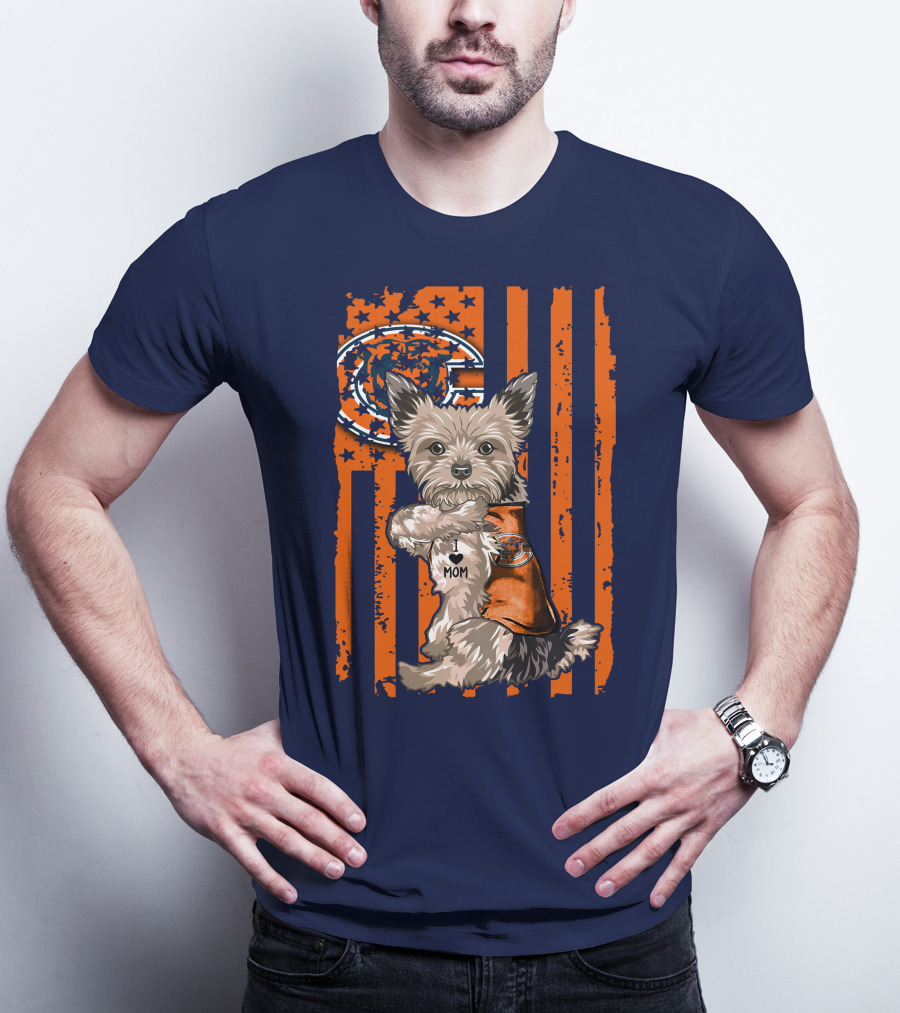 Yorkshire Terrier I Love Mom CHICAGO BEARS T-Shirt