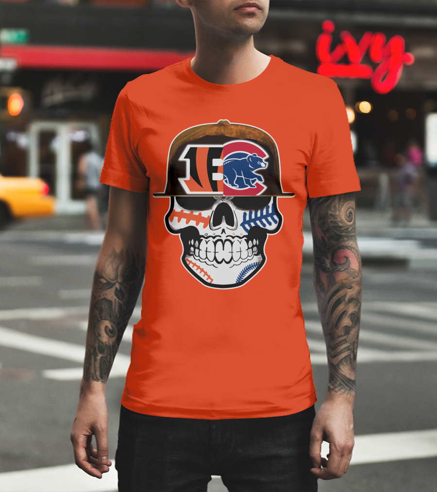 Cincinnati Bengals 53 Bears Skull Baseball Patterns T-Shirt