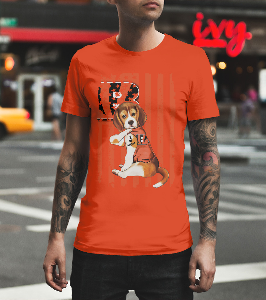 Beagle I Love Mom Cincinnati Bengals B T-Shirt