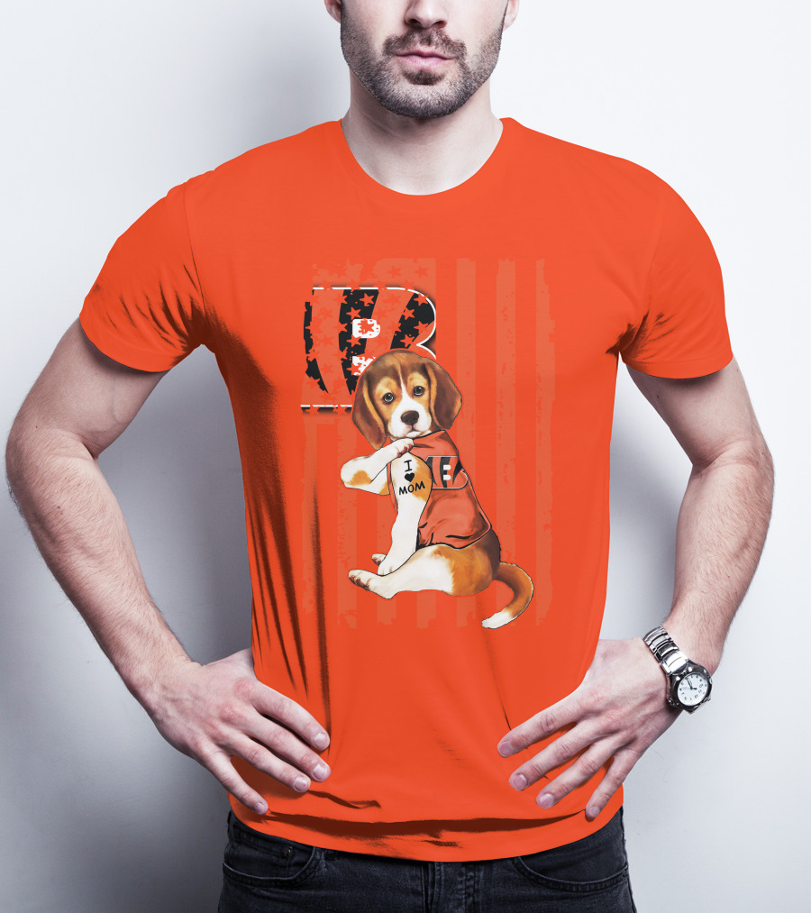 Beagle I Love Mom Cincinnati Bengals B T-Shirt