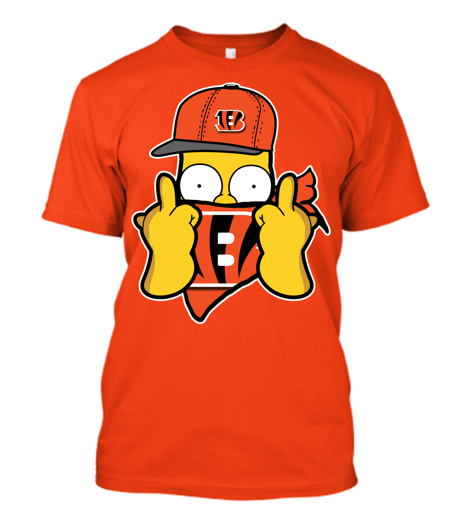 Cincinnati Bengals Fan Cartoon Character With Logo Cap And Scarf T-Shirt