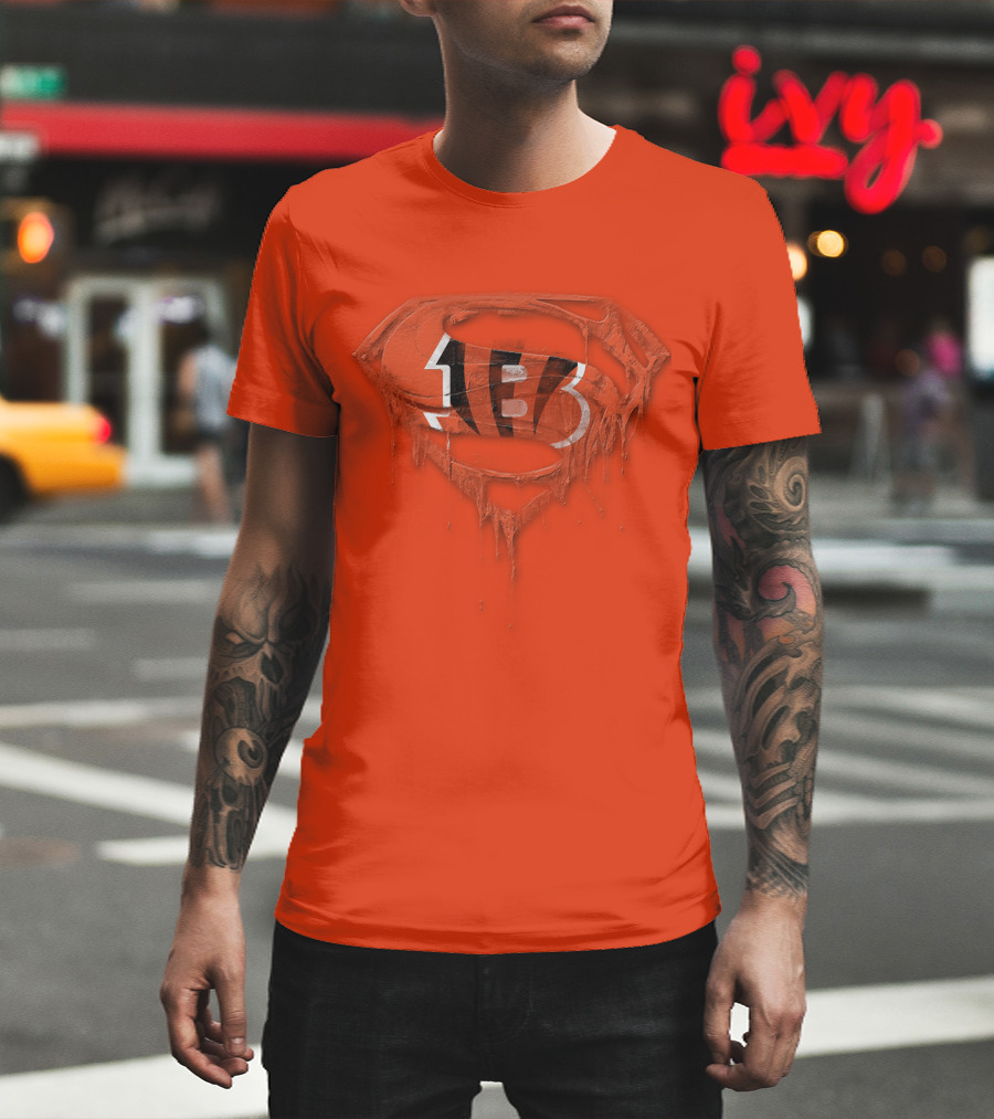 Cincinnati Bengals 57 Superhero Logo Melt Effect T-Shirt