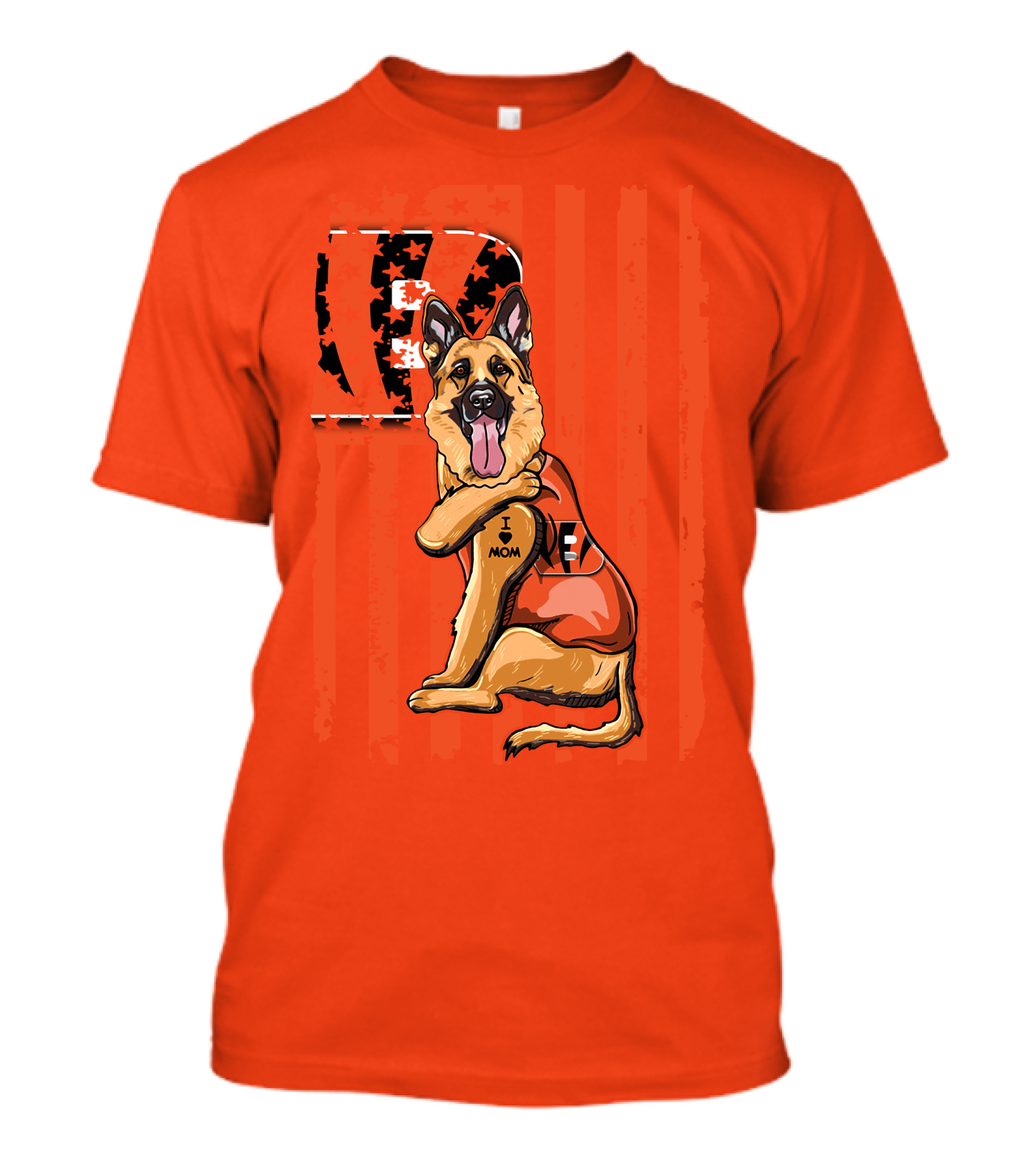 German Shepherd Cincinnati Bengals I Love Mom Football Fan T-Shirt