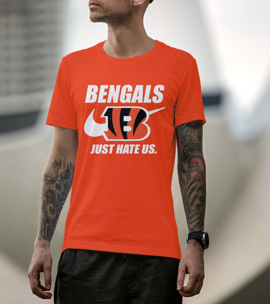 Bengals Just Hate Us Tiger Stripes Football T-Shirt
