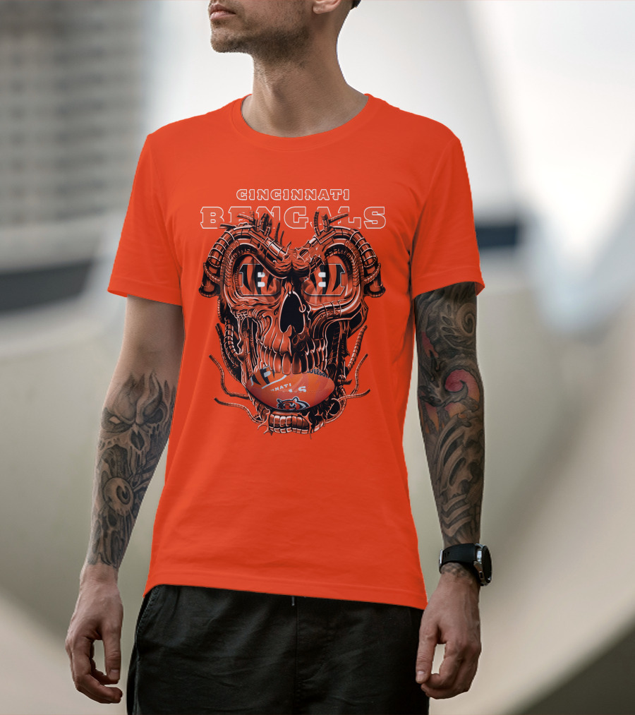 CINCINNATI BENGALS Dragonskull Football T-Shirt