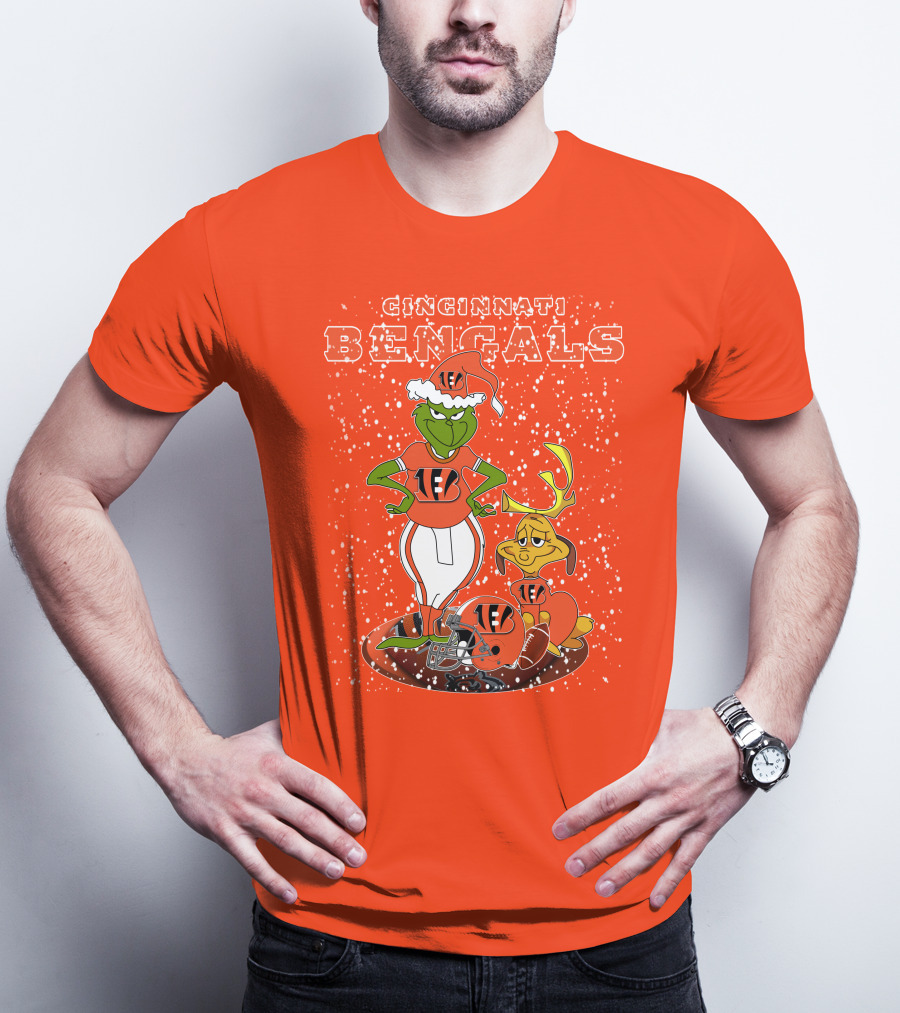 Cincinnati Bengals Grinch Holiday Football Mischief T-Shirt