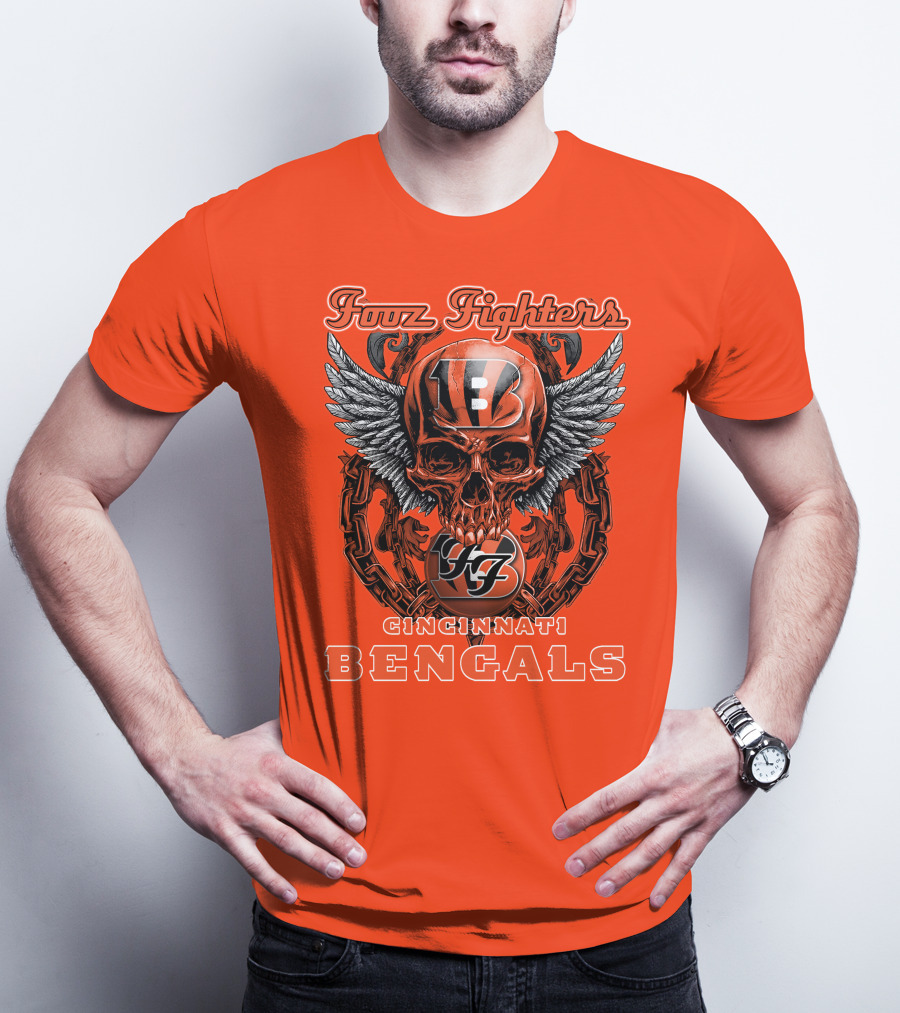 Foo Fighters Cincinnati Bengals Skull And Wings T-Shirt