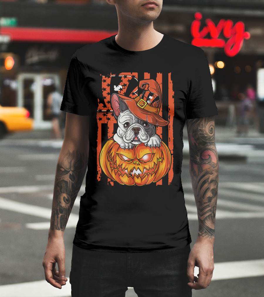 Cincinnati Bengals Bulldog Halloween Pumpkin T-Shirt