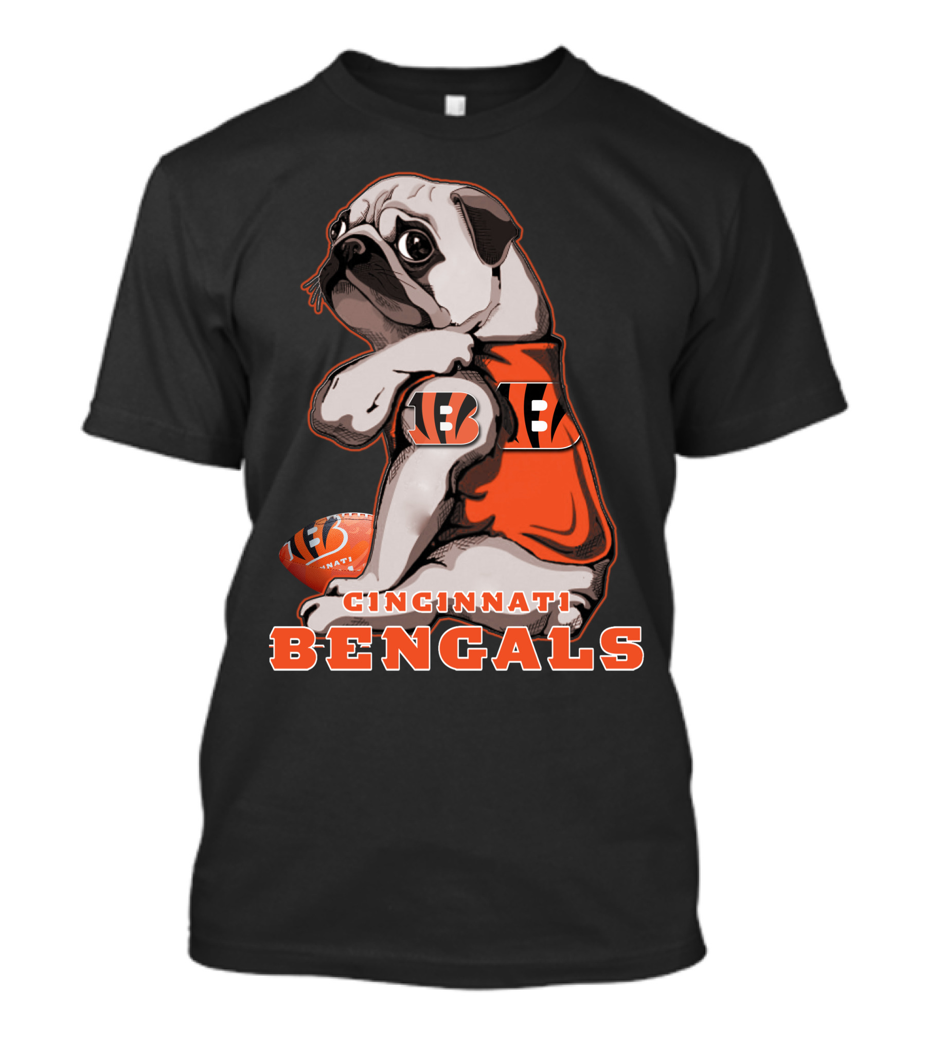 Cincinnati Bengals Pug Football T-Shirt