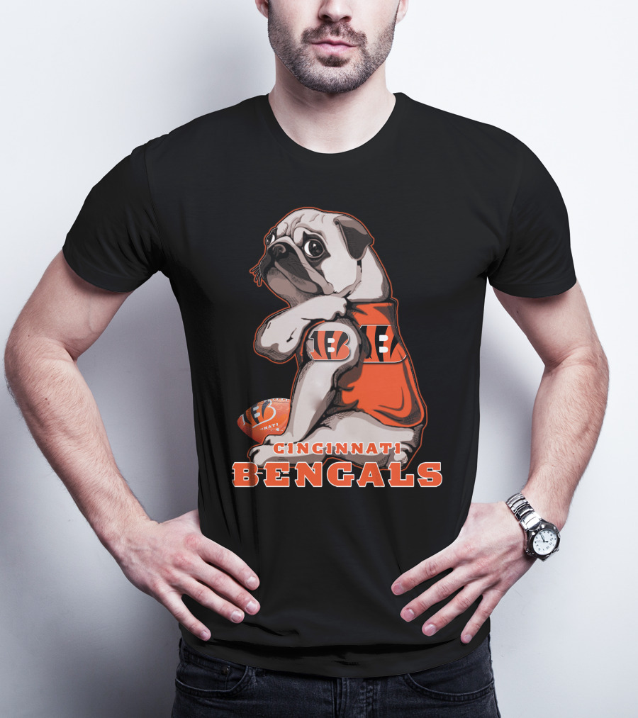 Cincinnati Bengals Pug Football T-Shirt