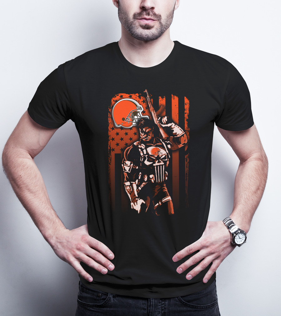 Cleveland Browns 10 Soldier With Helmet And American Flag Stars T-Shirt