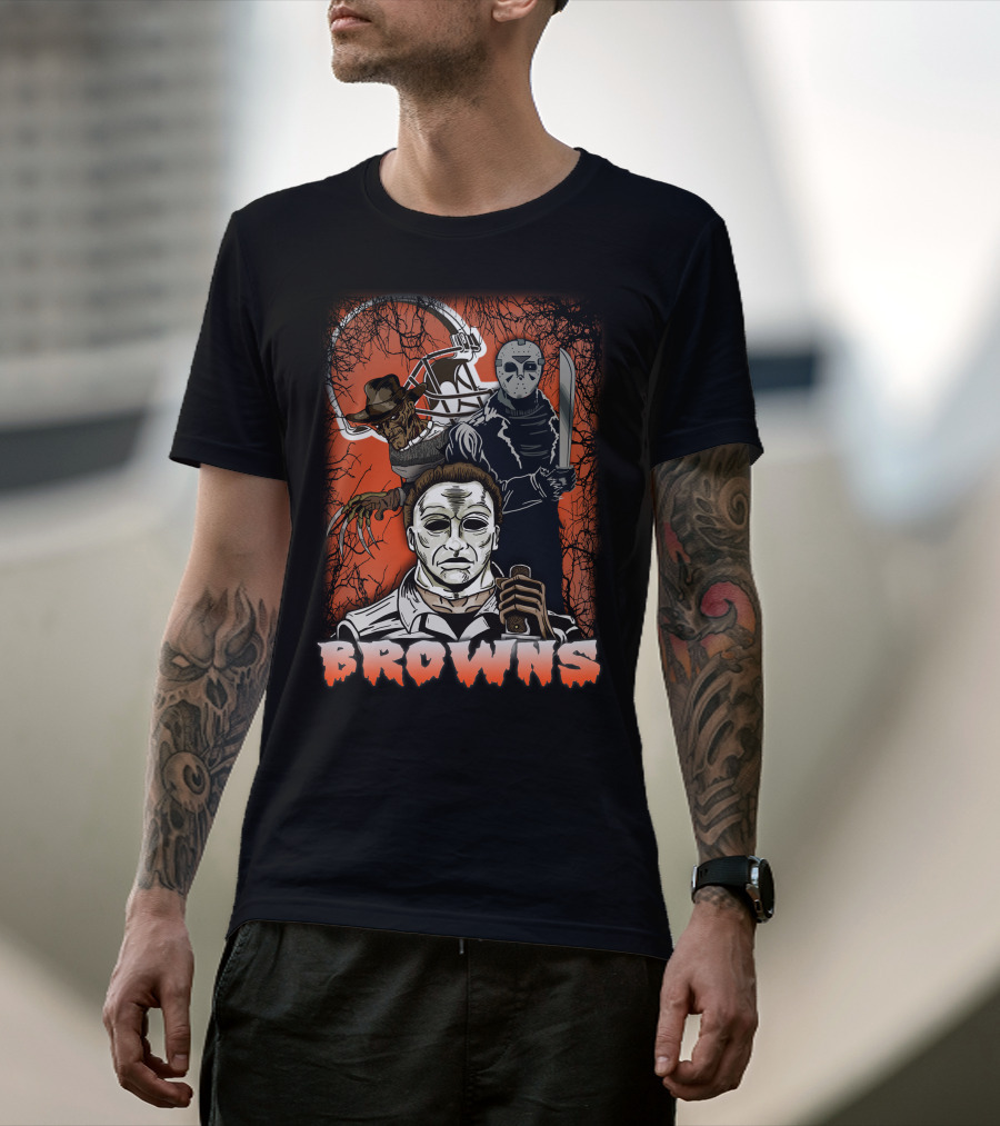 Browns Horror Icons With Helmet T-Shirt