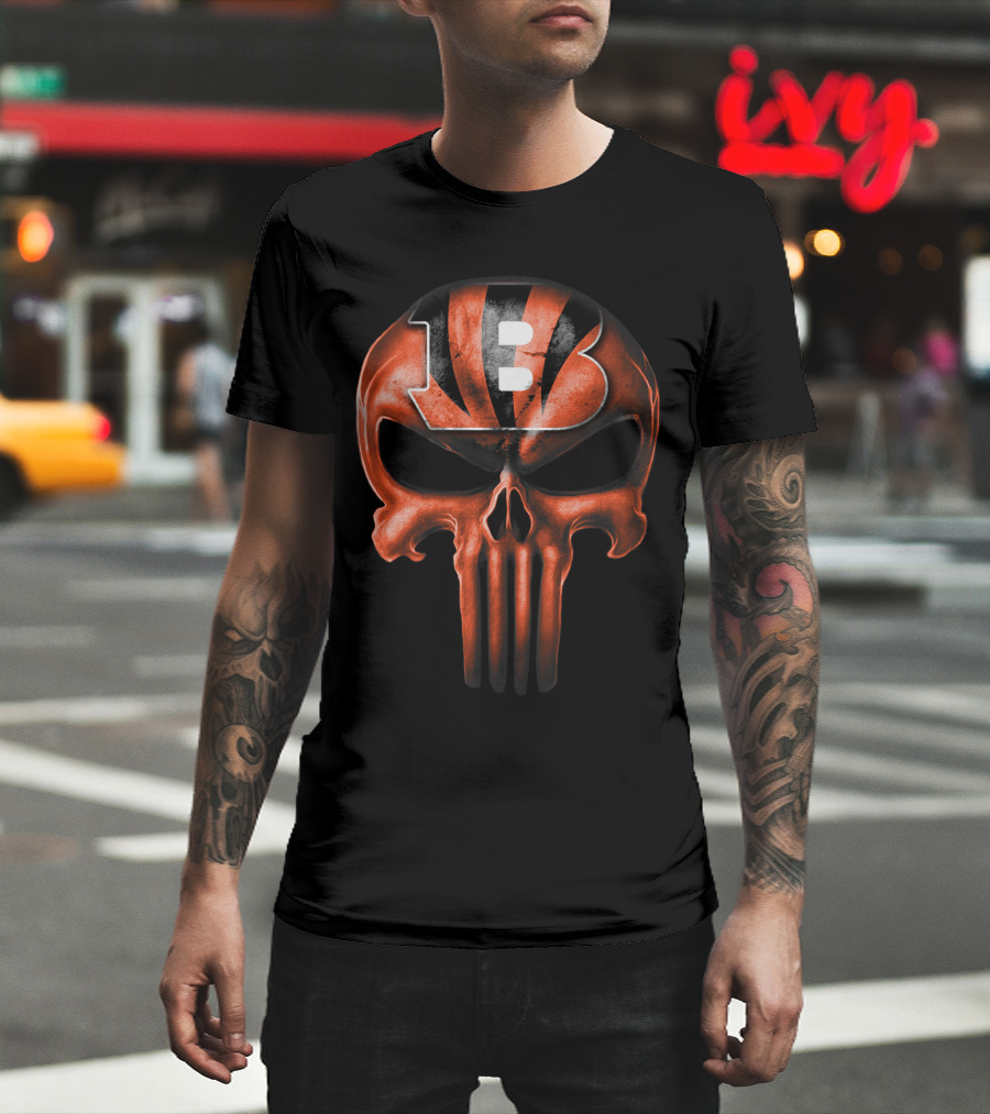 CINCINNATI BENGALS Skull B T-Shirt
