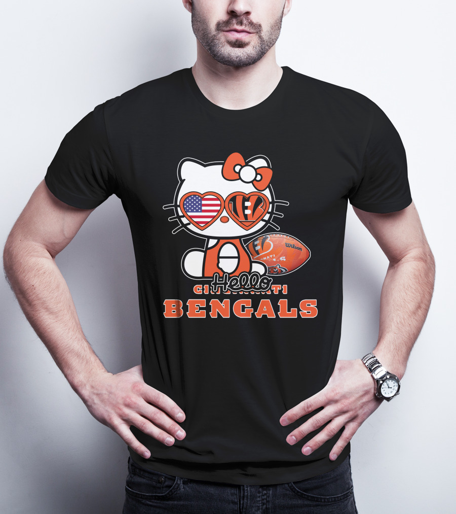 Hello Kitty Cincinnati Bengals American Football Fan Edition T-Shirt