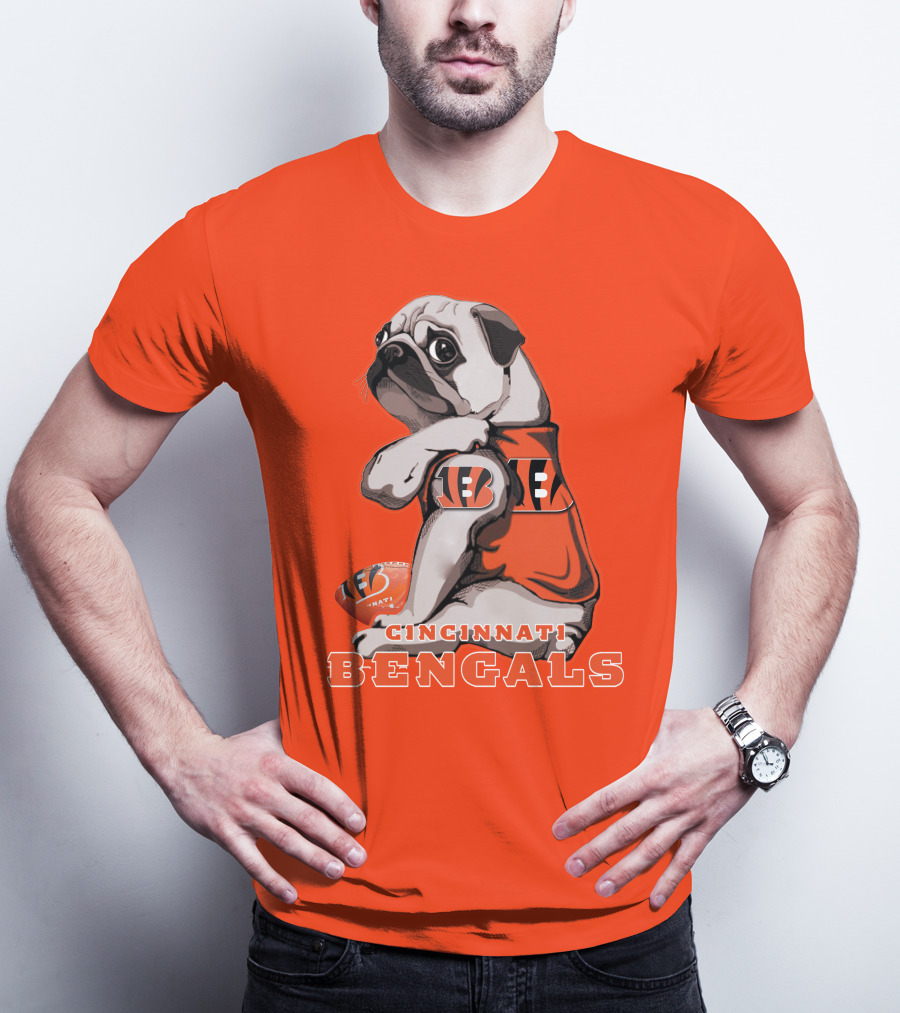 Cincinnati Bengals Pug Football Fan T-Shirt