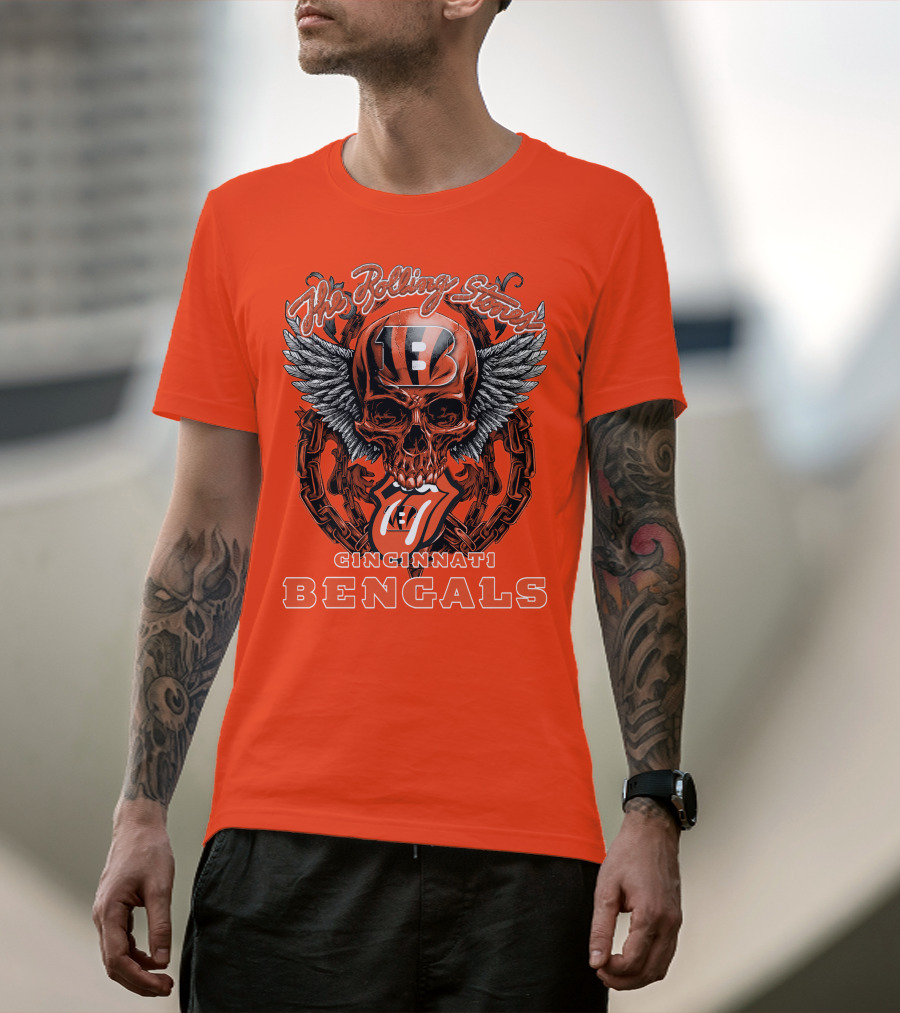 The Rolling Stones Cincinnati Bengals Nfl Collaboration With Skull And Wings T-Shirt
