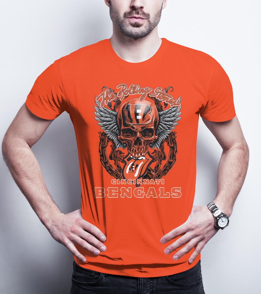 The Rolling Stones Cincinnati Bengals Nfl Collaboration With Skull And Wings T-Shirt