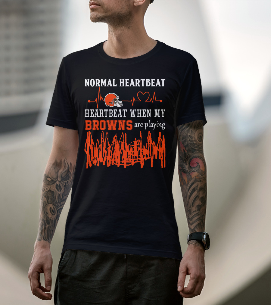 Normal Heartbeat Heartbeat When My Browns Are Playing Cleveland Browns Helmet T-Shirt