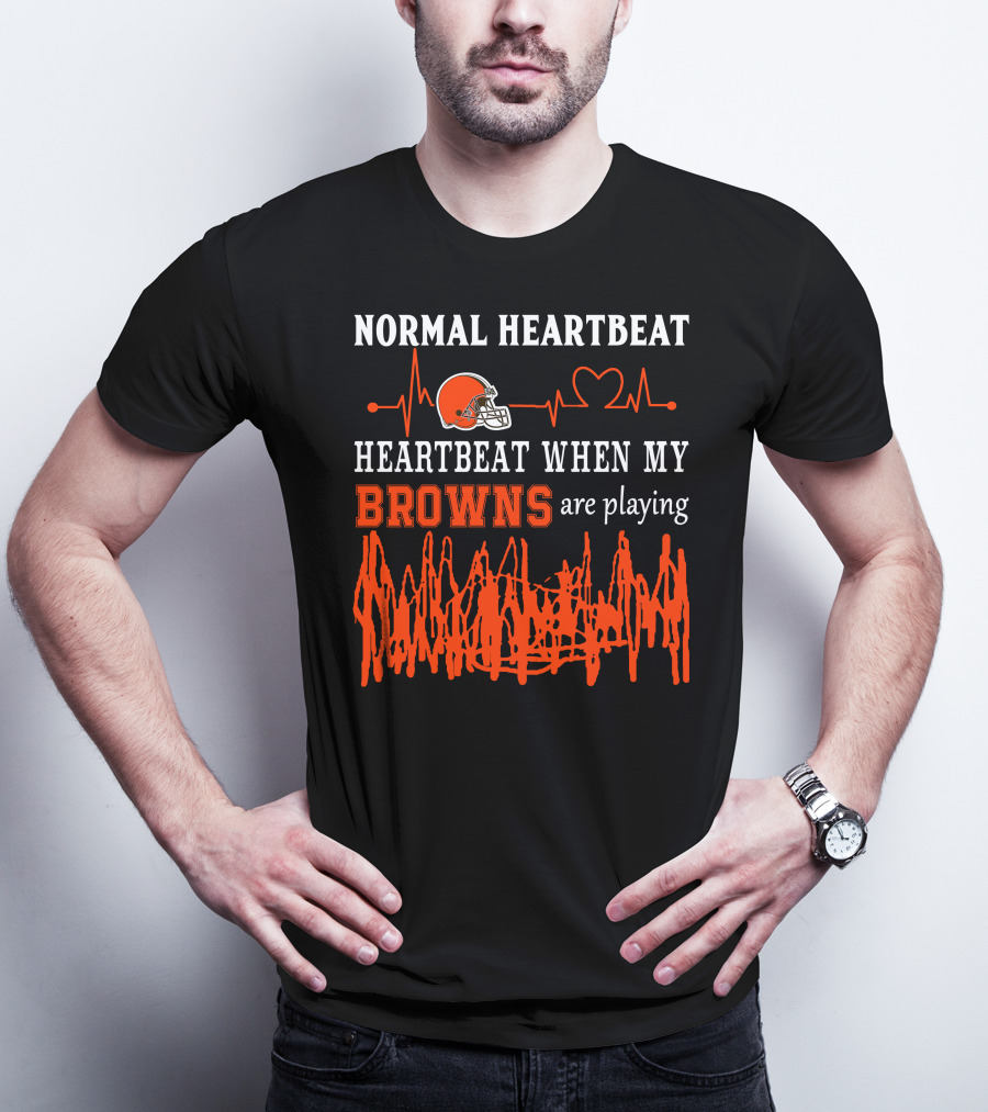 Normal Heartbeat Heartbeat When My Browns Are Playing Cleveland Browns Helmet T-Shirt