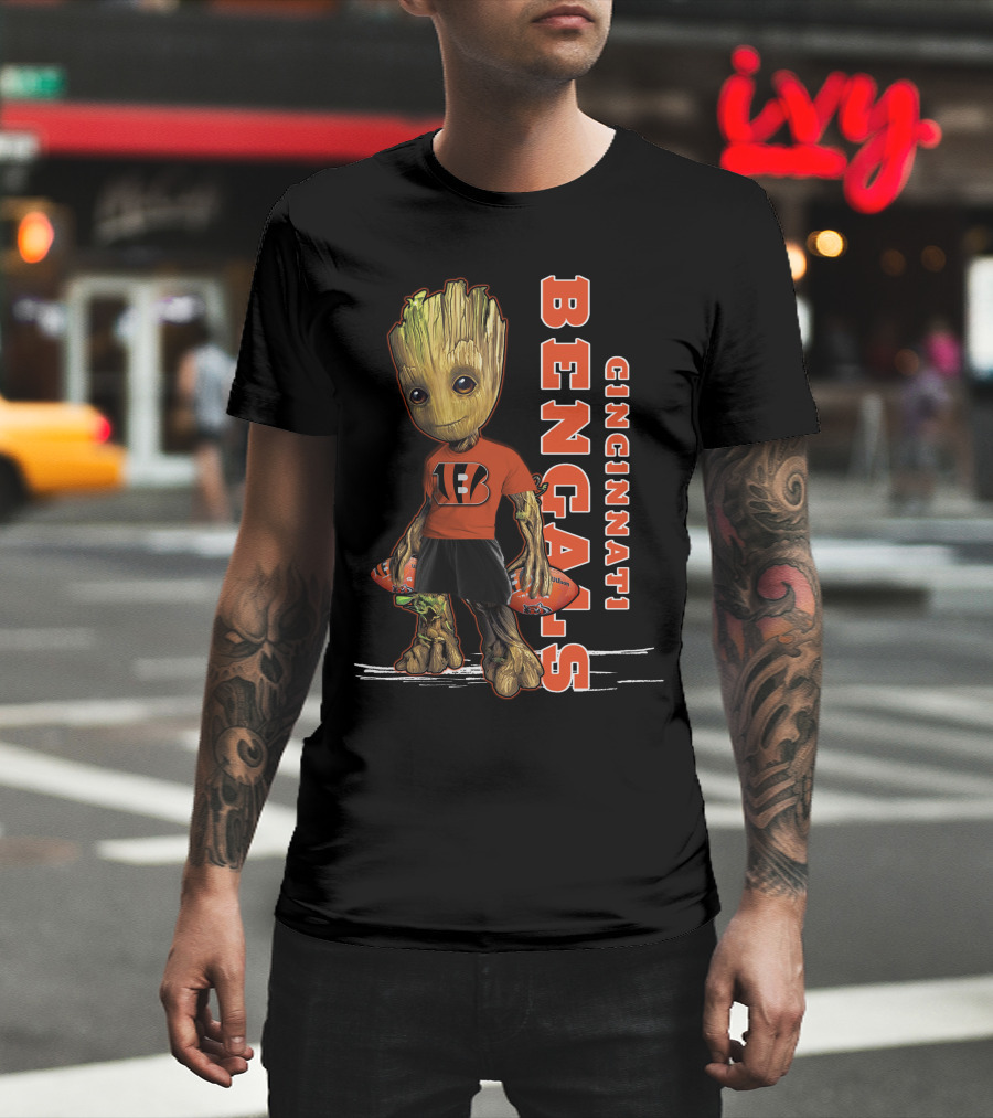 Groot V1 Cincinnati Bengals Football Themed Character With Team T-Shirt