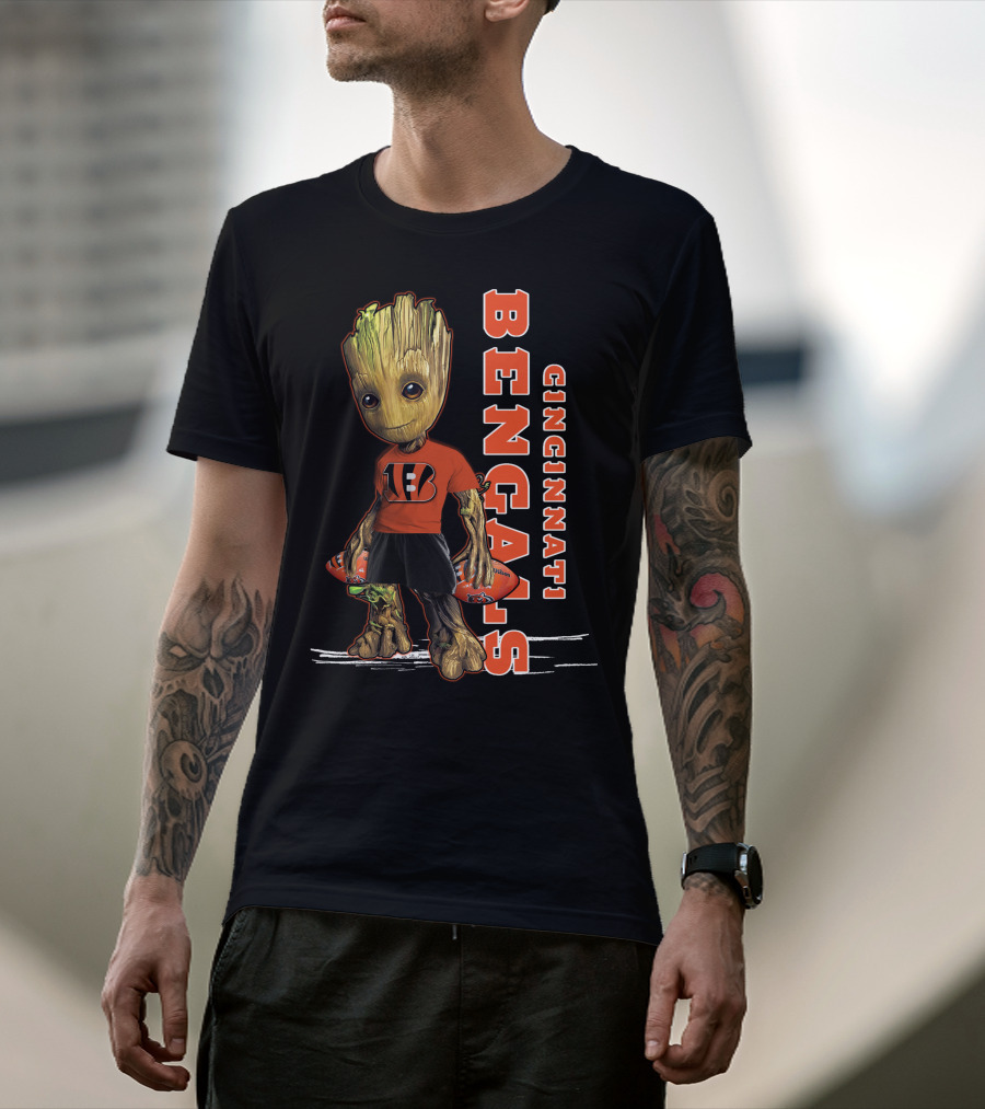 Groot V1 Cincinnati Bengals Football Themed Character With Team T-Shirt