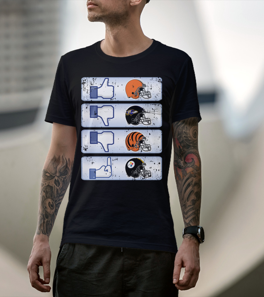 Cleveland Browns 69 Helmet Thumbs Up Like Steelers Bengals Ravens Logos T-Shirt