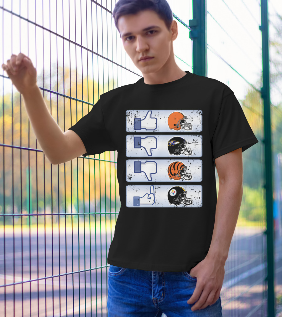 Cleveland Browns 69 Helmet Thumbs Up Like Steelers Bengals Ravens Logos T-Shirt