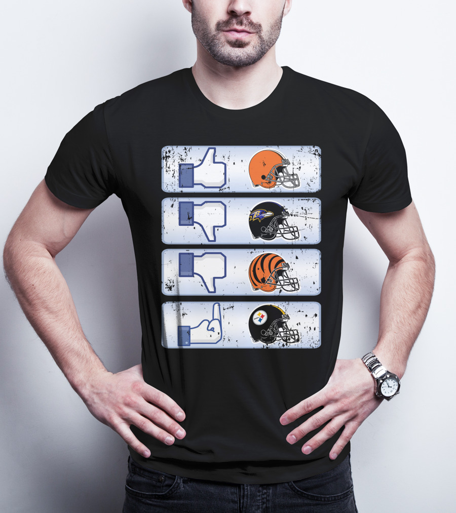 Cleveland Browns 69 Helmet Thumbs Up Like Steelers Bengals Ravens Logos T-Shirt