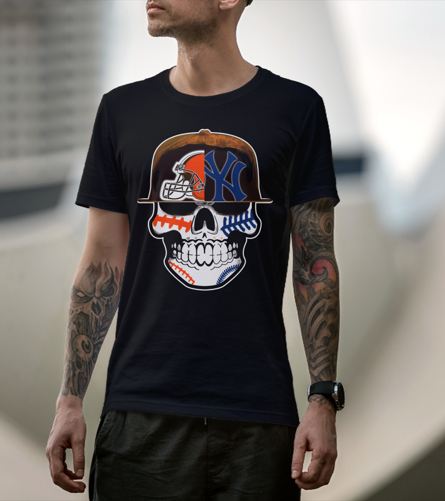 Cleveland Browns Yankees Skull Cap Fusion T-Shirt