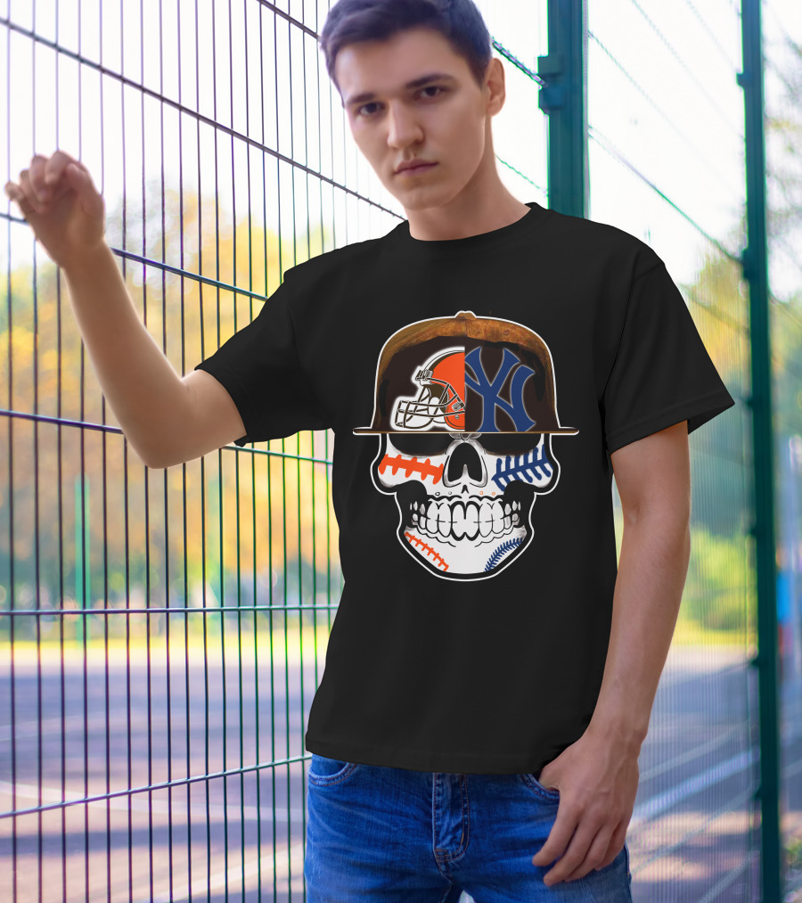 Cleveland Browns Yankees Skull Cap Fusion T-Shirt
