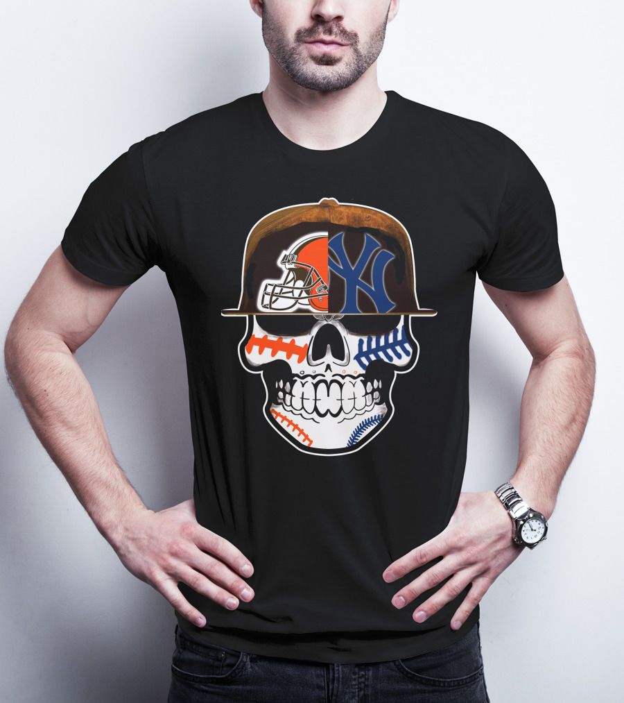Cleveland Browns Yankees Skull Cap Fusion T-Shirt