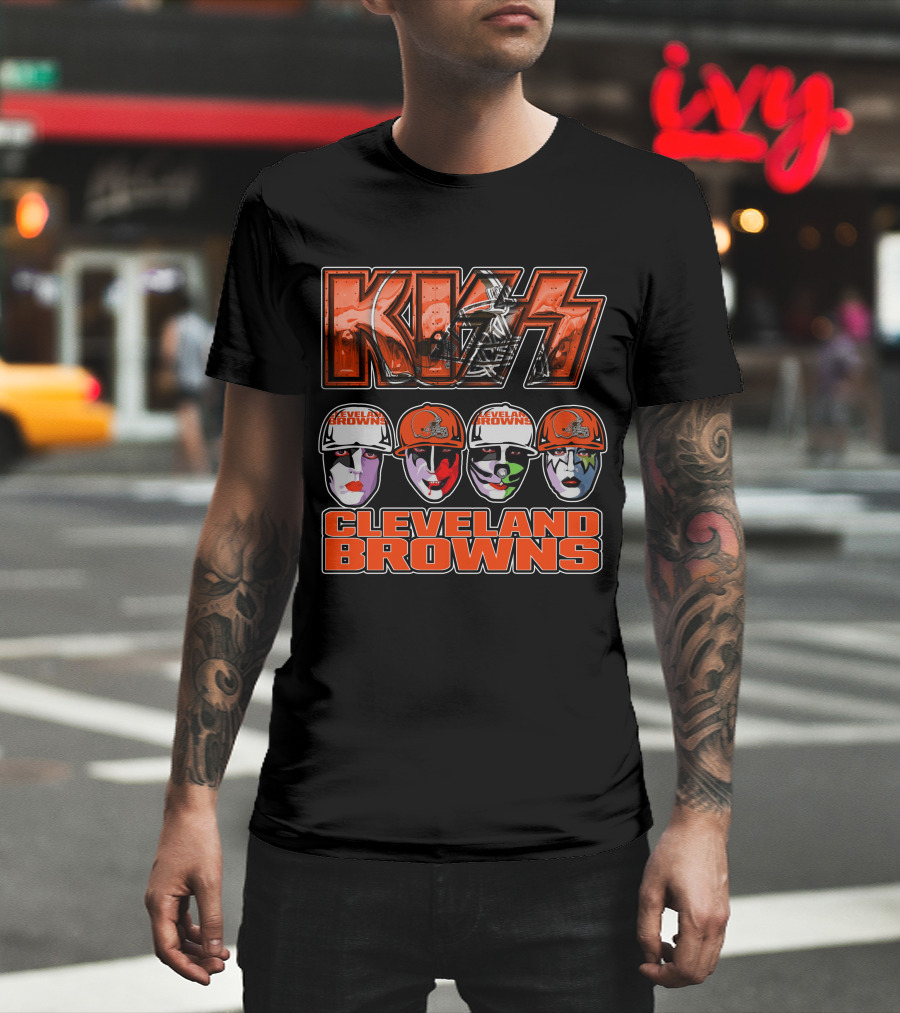 KISS Cleveland Browns Faces With Helmets T-Shirt