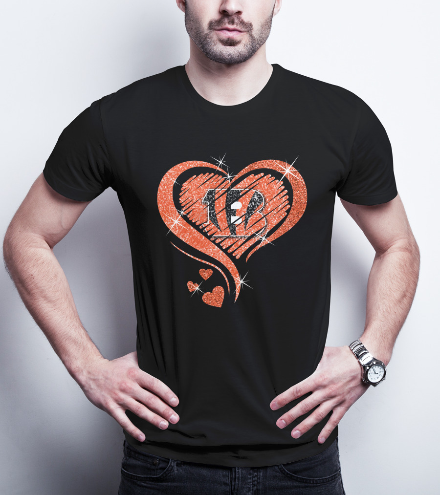 Heart Diamond 13 Cincinnati Bengals Sparkle T-Shirt