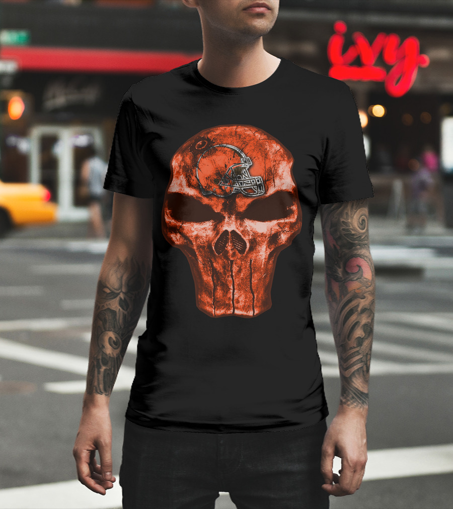 Cleveland Browns Skull Helmet T-Shirt